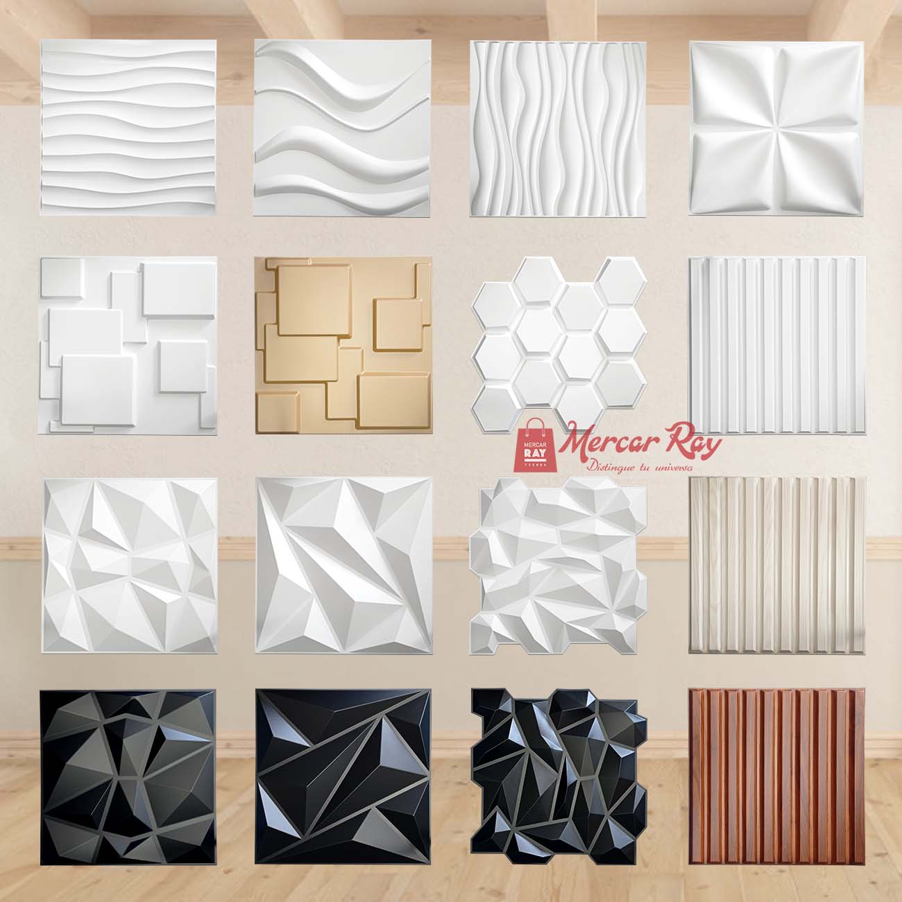 Paneles 3D PVC "CRISTAL NEGRO" / m²